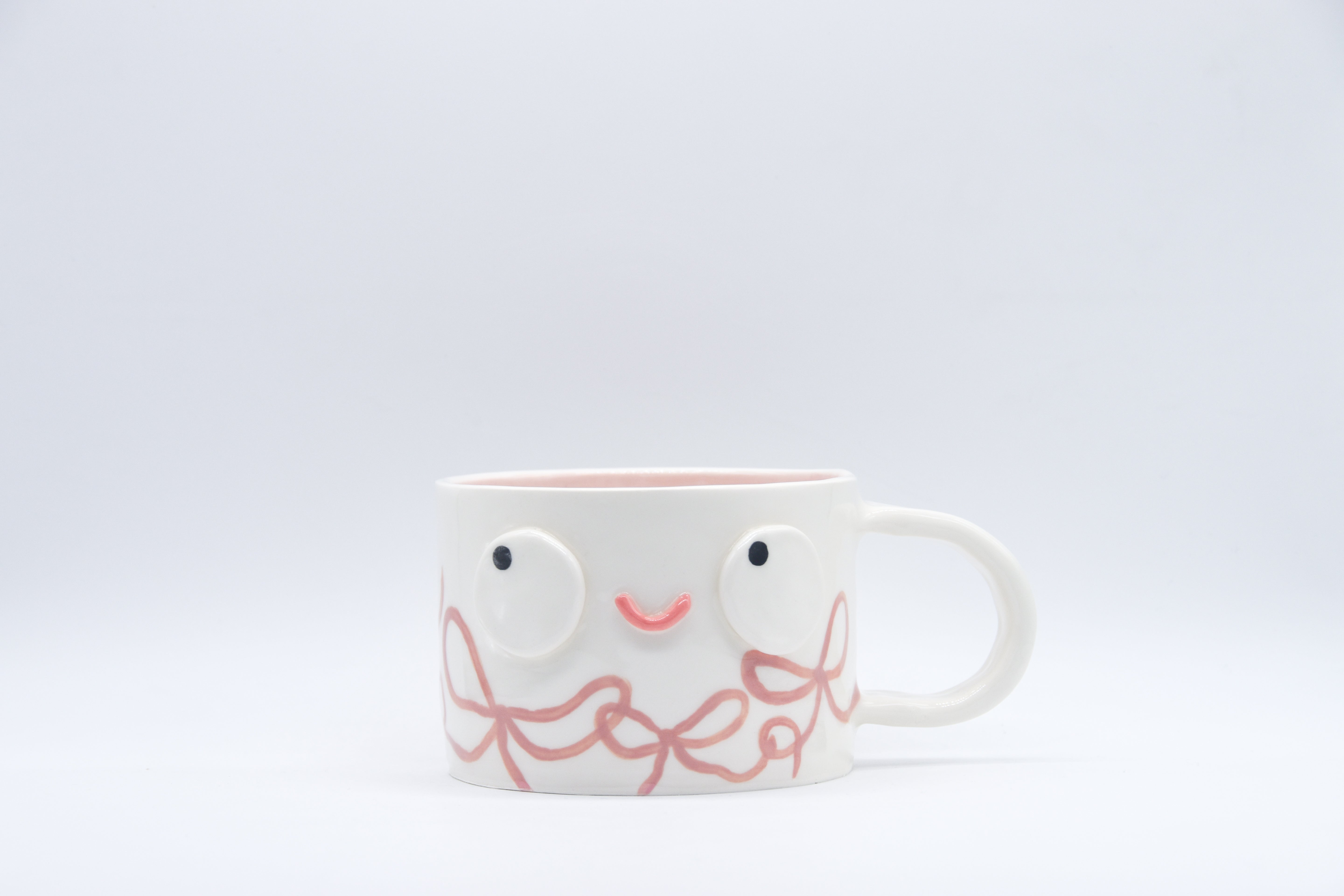 Handmade Ceramic Mug with Hand-painted Pink Bows, Unique Gift – phyllos ...